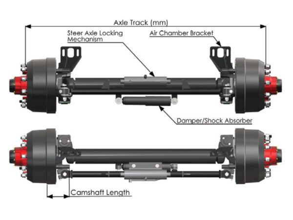 Steer Axles 100 series (420mm x 180mm) - Granning Axles & Solutions