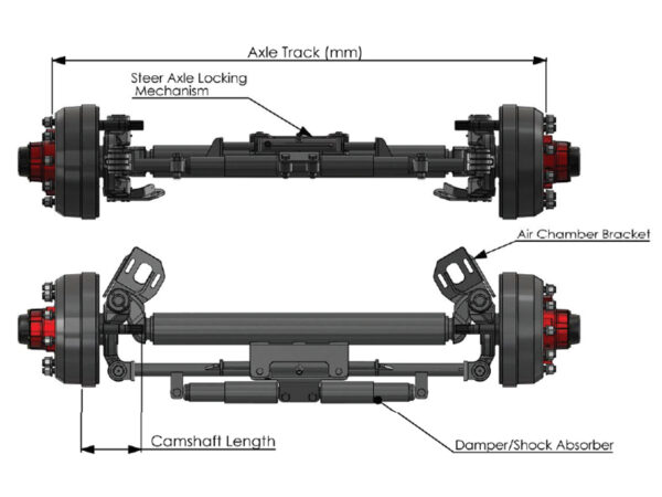 Steer Axles 860 series (406mm x 120mm) - Granning Axles & Solutions