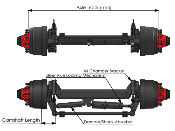 Steer Axles 980 series Heavy Duty (420mm x 180mm) - Granning Axles ...