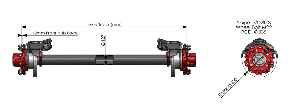 Disc Brake Axles 7000 series - ⌀430mm - Granning Axles & Solutions