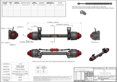 Steer Axles 300 series Dual Steer (310mm x 190mm) - Granning Axles ...